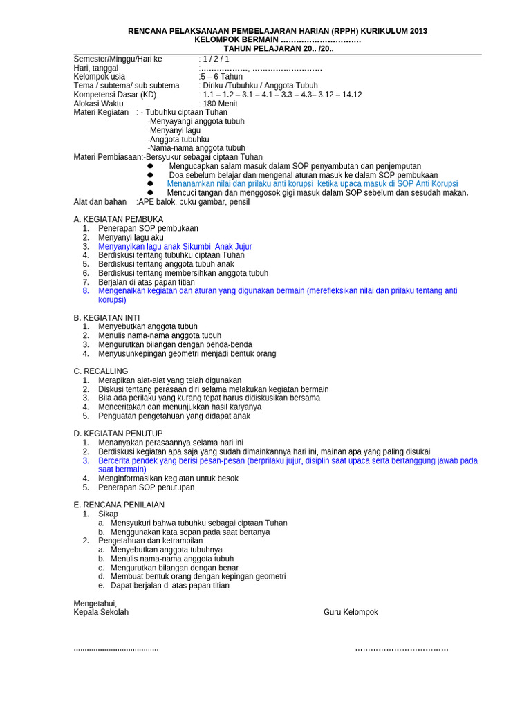 RPPH TK-B SMT1 Minggu - 02 - Tubuhku | PDF