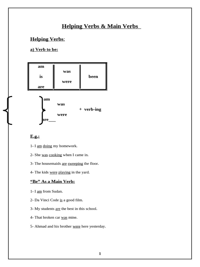 Helping and Main Verbs Explained | PDF | Verb | Grammar