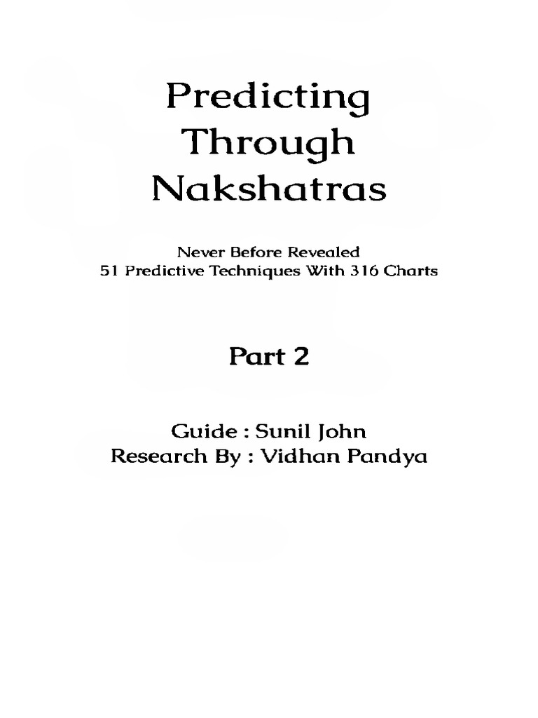 Sunil John - Predicting Through Nakshatras - Part 2 | PDF | Paramahansa ...