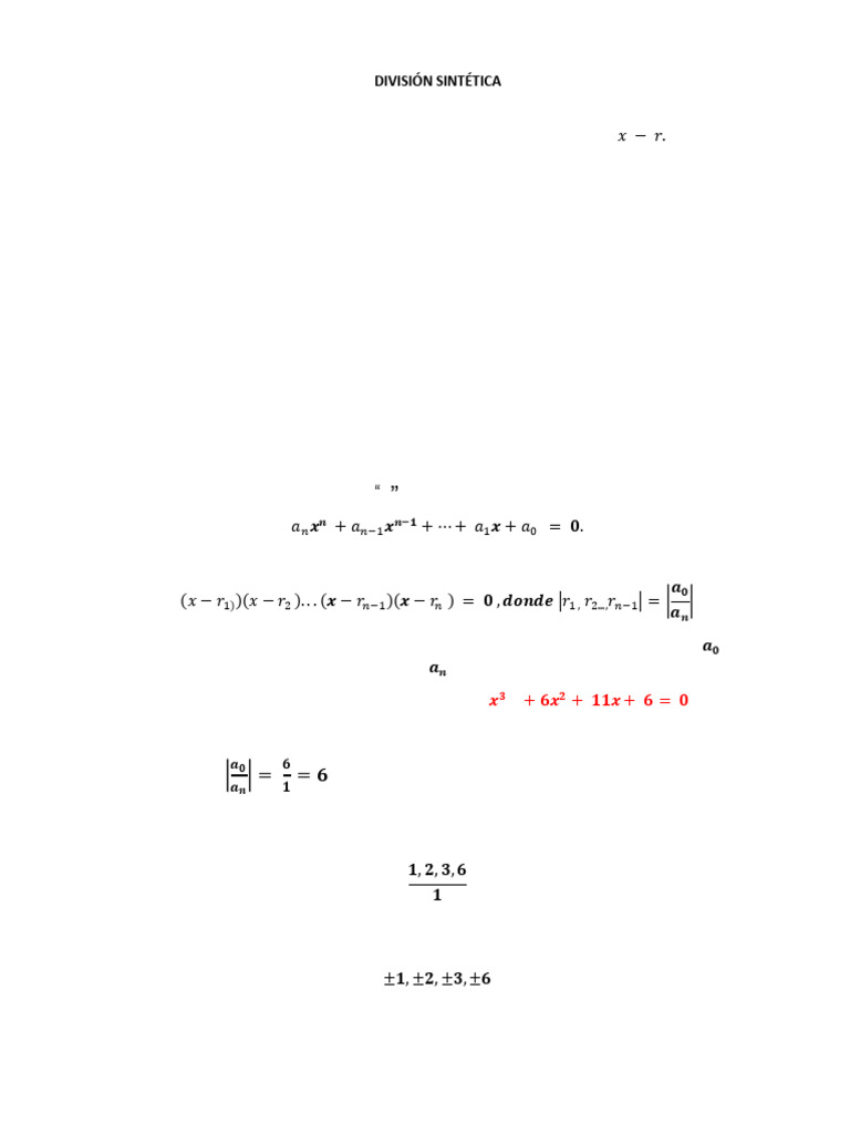 Raices Racionales-Ecuaciones Polinomiales | PDF | División (Matemáticas ...