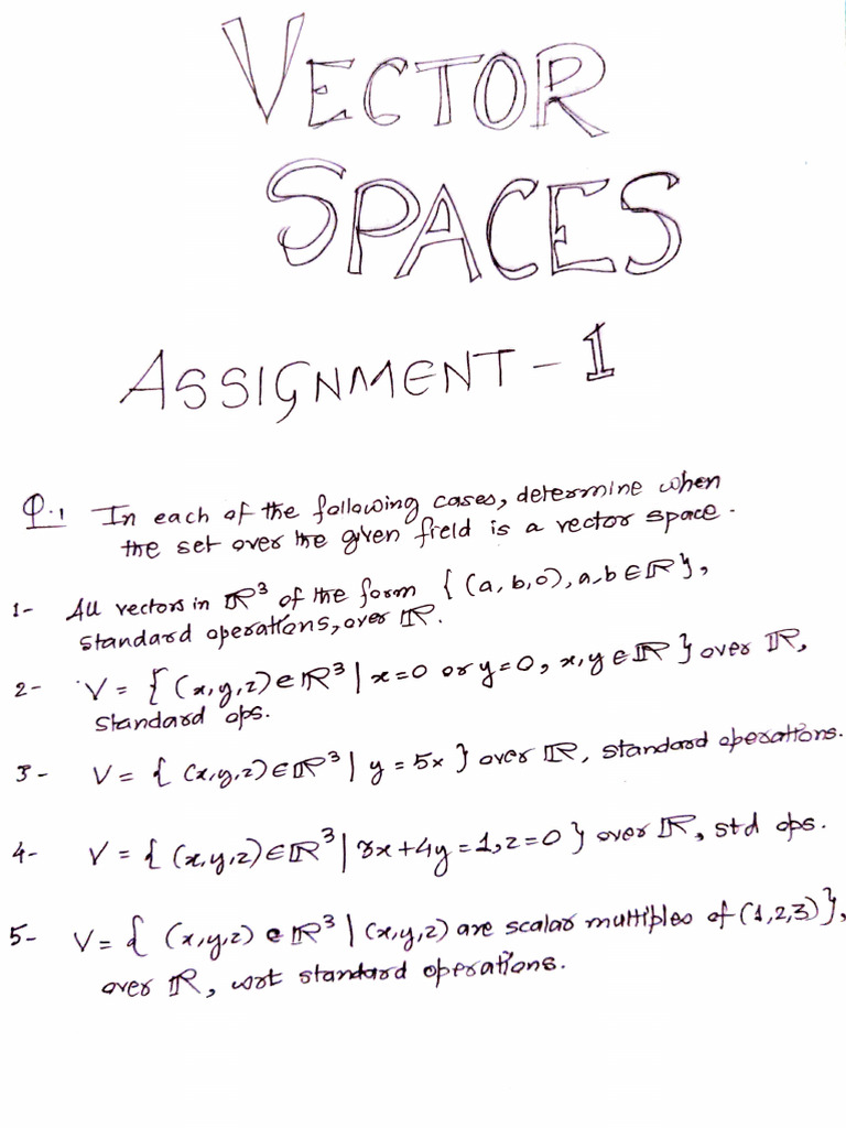 Vector Spaces - Assignment 1 | PDF