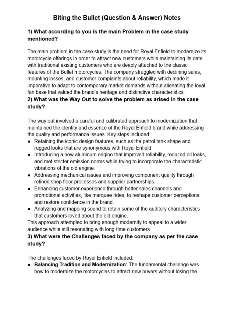 Biting the Bullet (Question & Answer) Notes - Google Docs | PDF | Brand ...