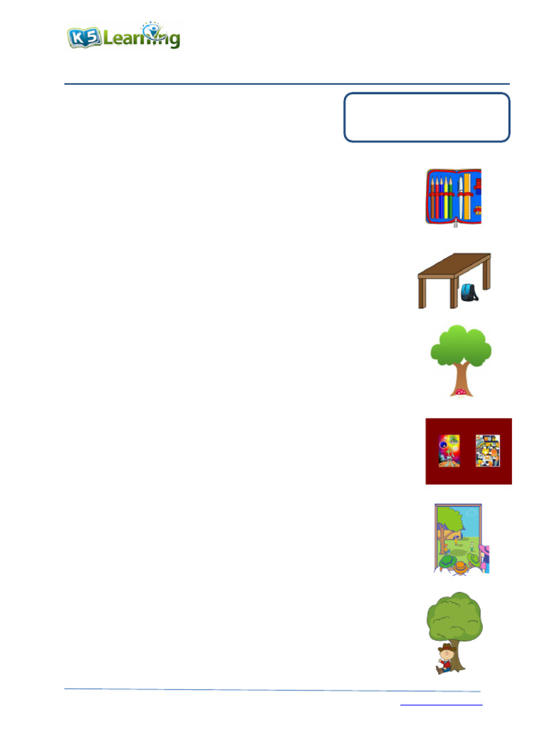 Grade 1 Prepositions Worksheet | PDF