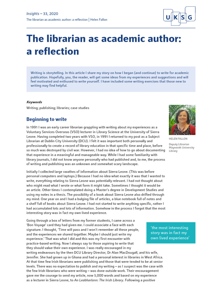 The Librarian As Academic Author: A Reflection: Beginning To Write ...