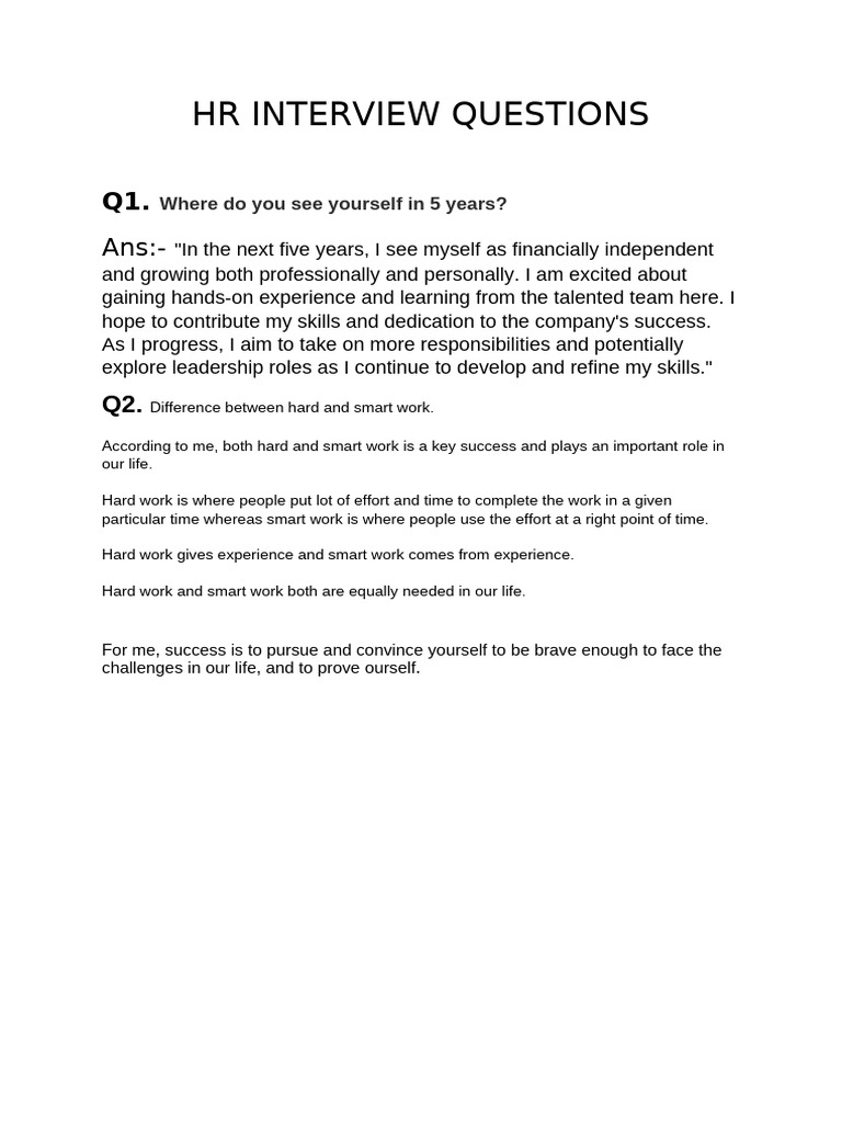 HR Interview Questions | PDF