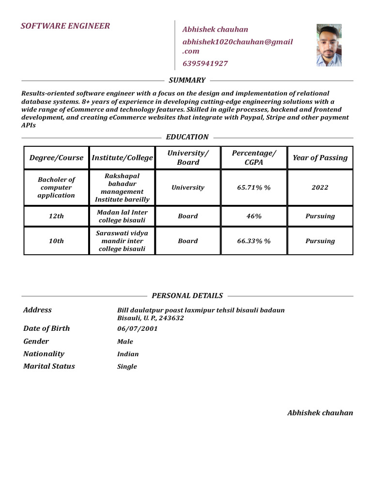 Resume Abhishek Chauhan Format3 | PDF