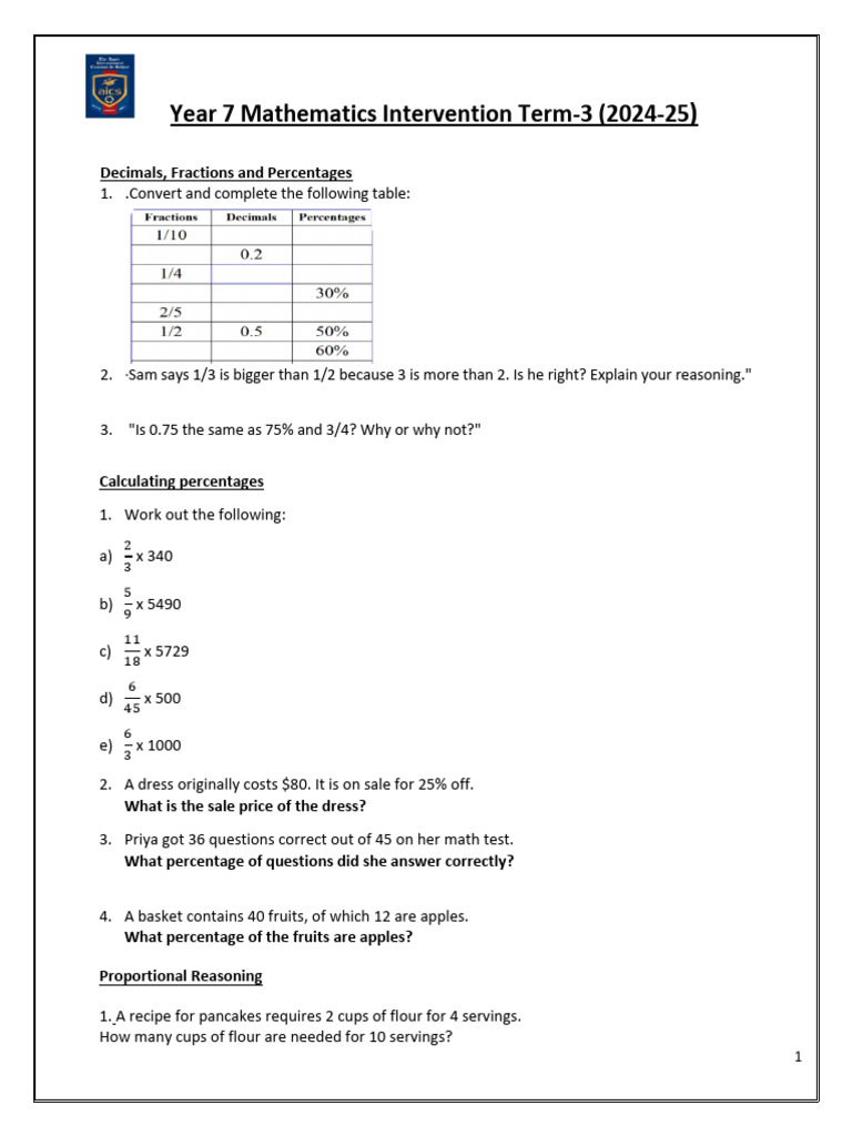 Term-3 Intervention Y7 | PDF