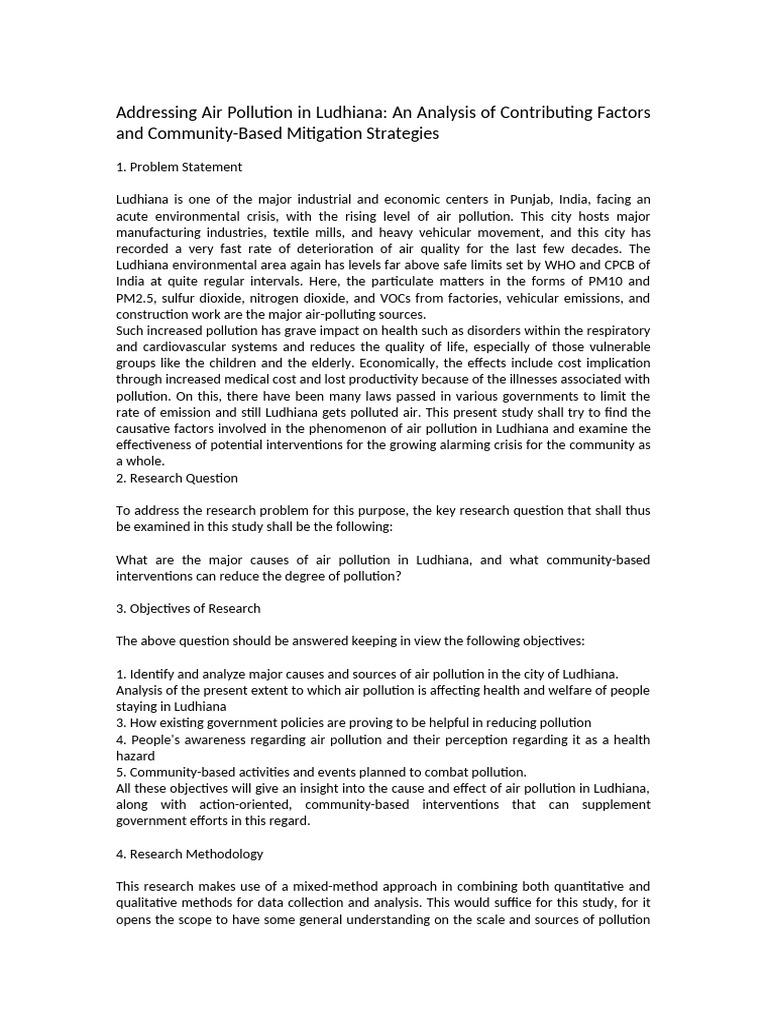Addressing Air Pollution in Ludhiana.docx RM Assignment | PDF | Survey ...