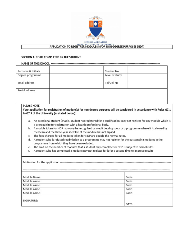Application For NDP Form | PDF