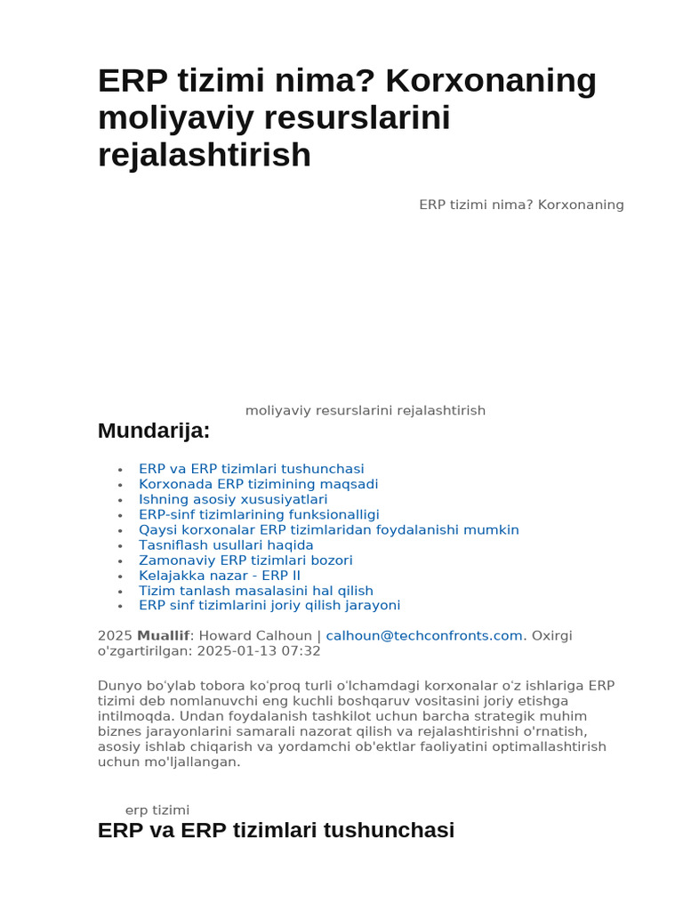 13-MAVZU ERP Tizimi Nima | PDF