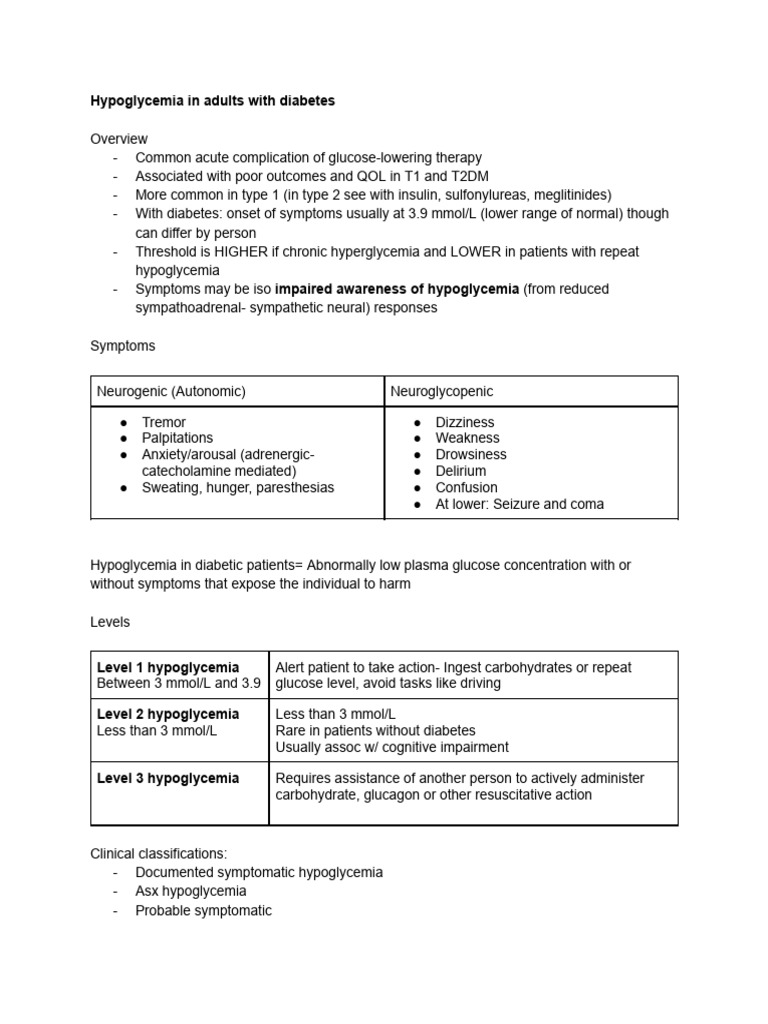 Hypoglycemia Management in Diabetes | PDF | Hypoglycemia | Diabetes