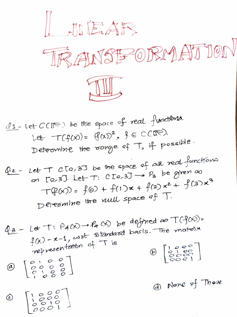 Linear Transformation - Assignment 3 | PDF | Linear Algebra