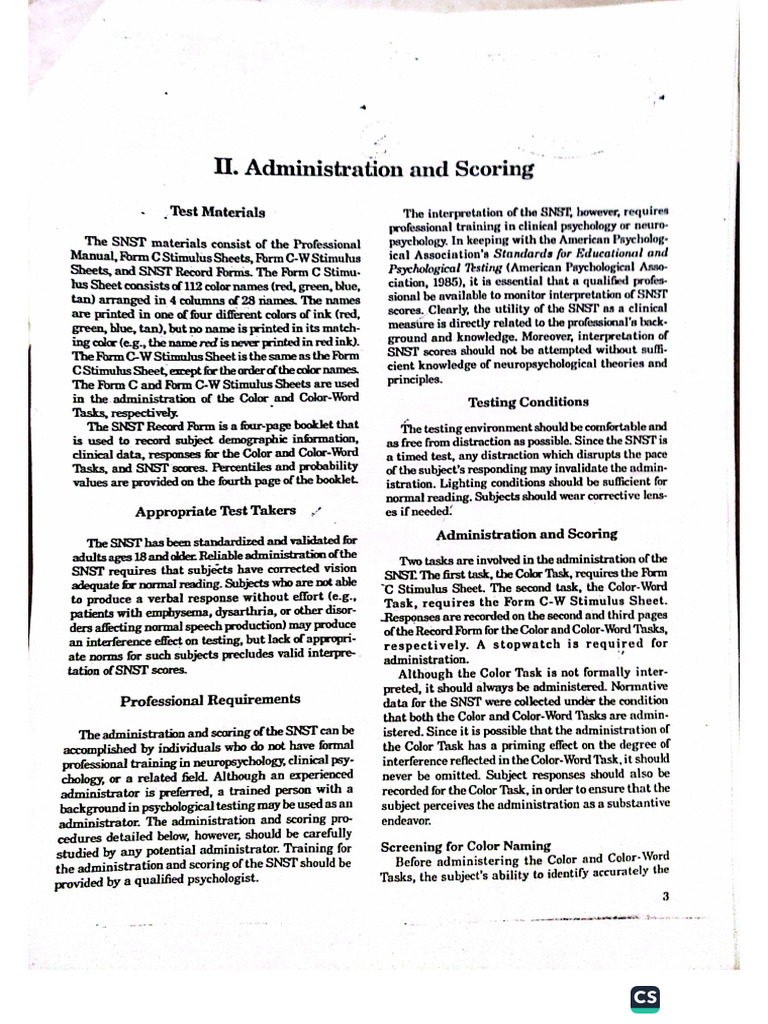 STROOP Administration | PDF