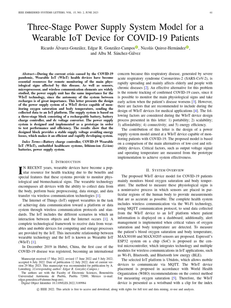 Three-Stage Power Supply System Model For A Wearable IoT Device For ...