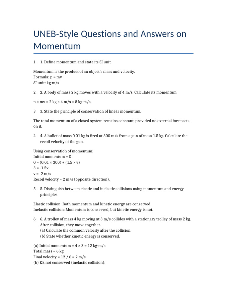 UNEB Momentum Q&A Guide | PDF