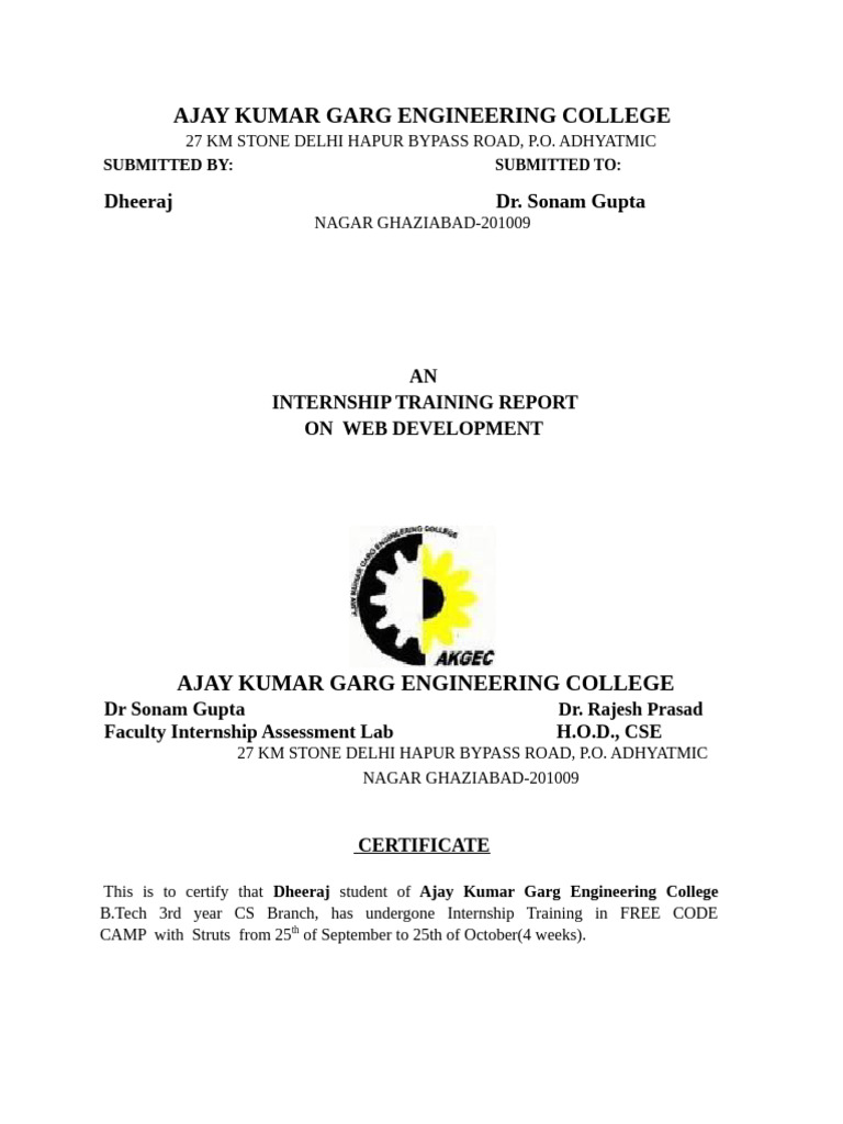 Final Internship Report Dheeraj - Google Docs | PDF | Java Script | World Wide Web