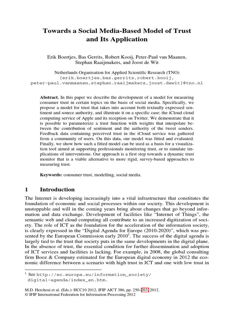 Boertjes2012 Chapter TowardsASocialMedia-BasedModel | PDF | Mean Squared Error | Computing