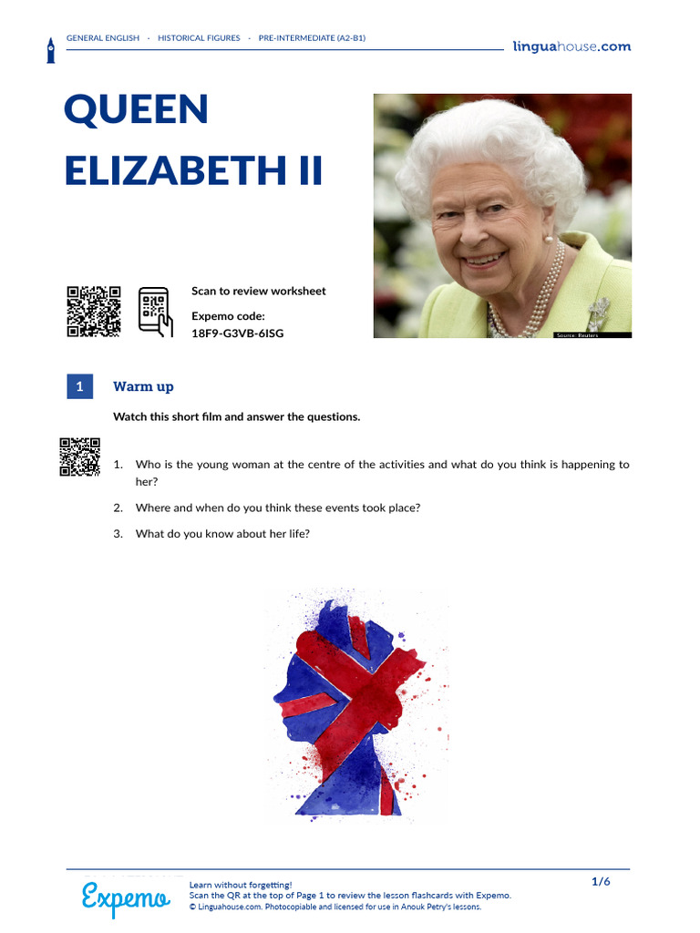 Queen Elizabeth II: A Pre-Intermediate Guide | PDF | Elizabeth Ii ...