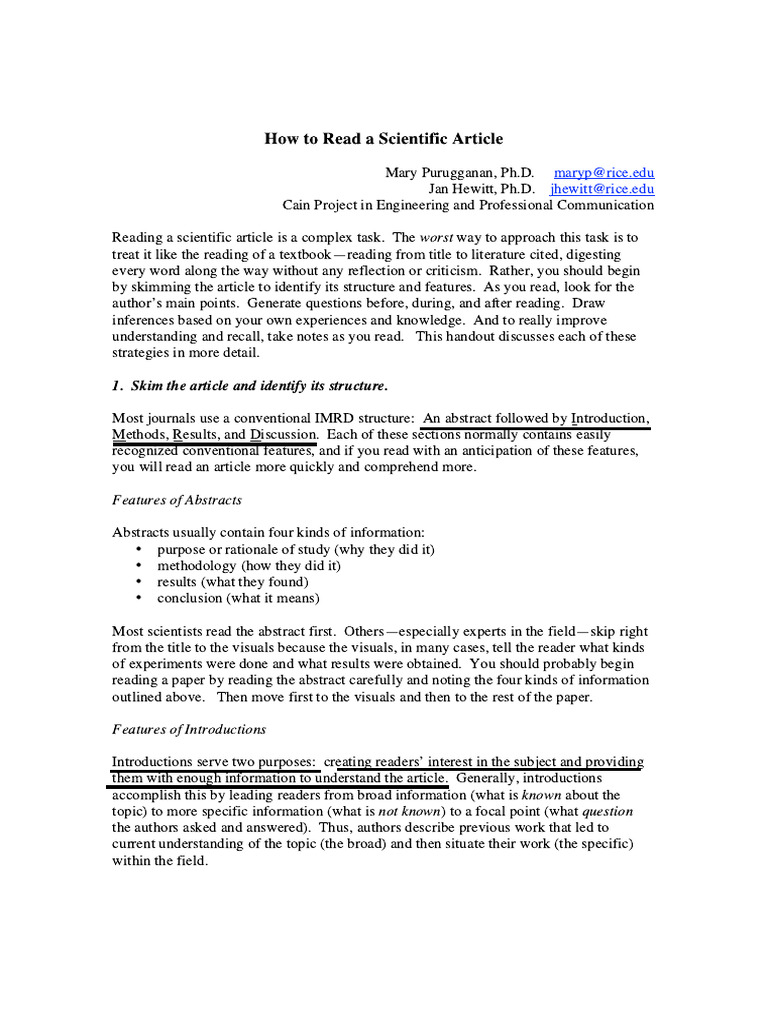 How To Read Sci Article | PDF