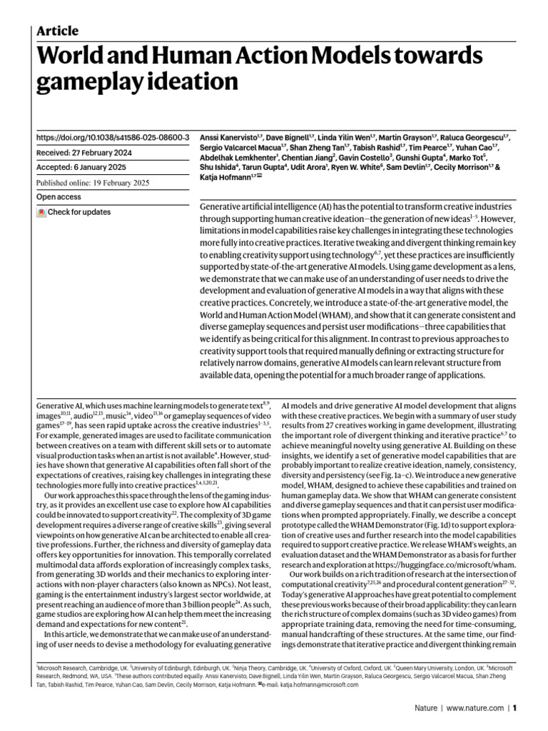 World and Human Action Models Towards Gameplay Ideation - Small | PDF ...