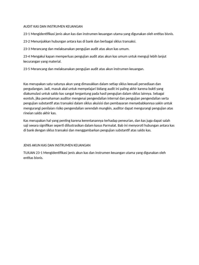 Audit Kas Dan Instrumen Keuanga1 | PDF