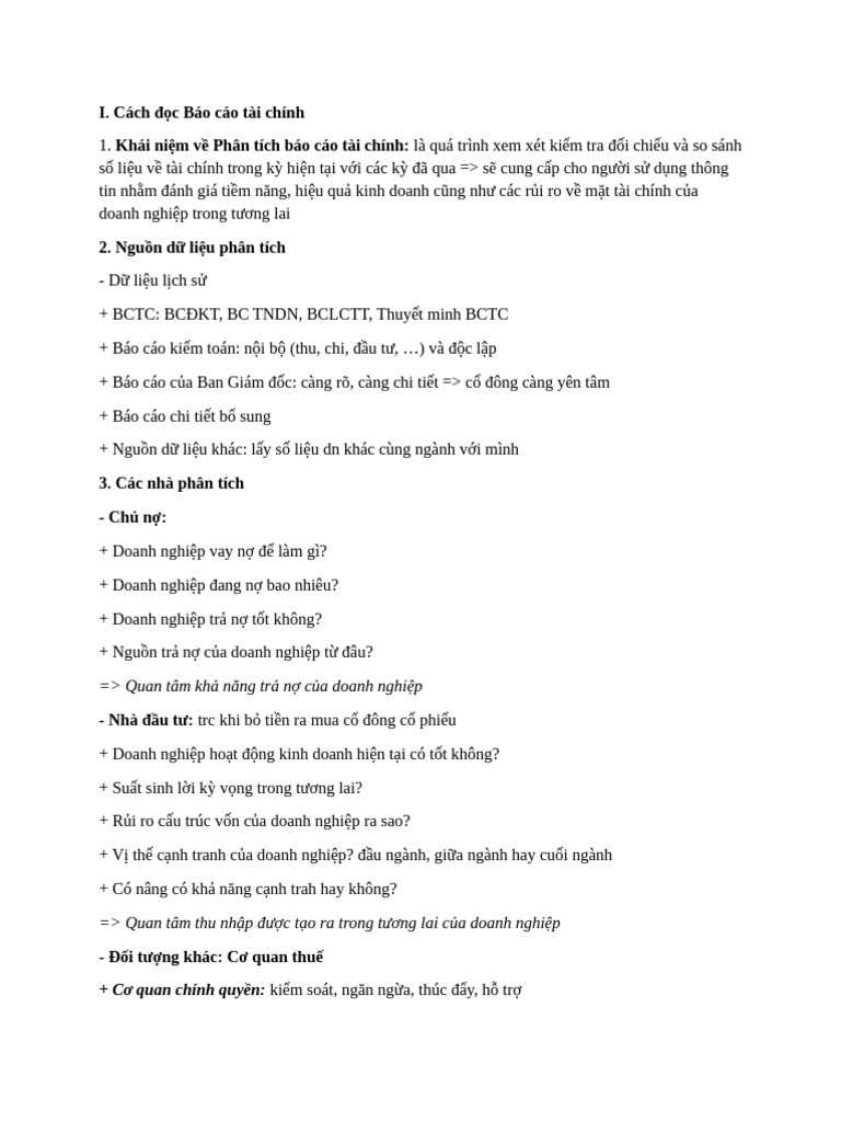 Cách đọc BCTC | PDF
