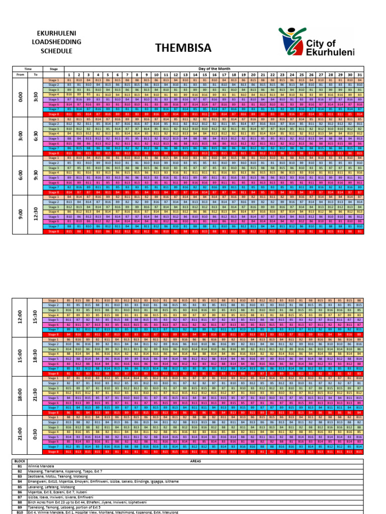 Updated Tembisa Load Shedding Schedule | PDF