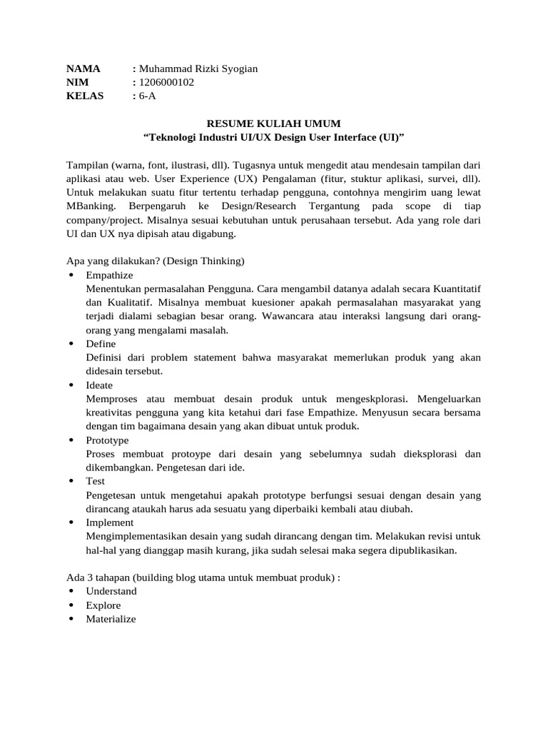 Muhammad Rizki Syogian - 1206000102 - Resume | PDF