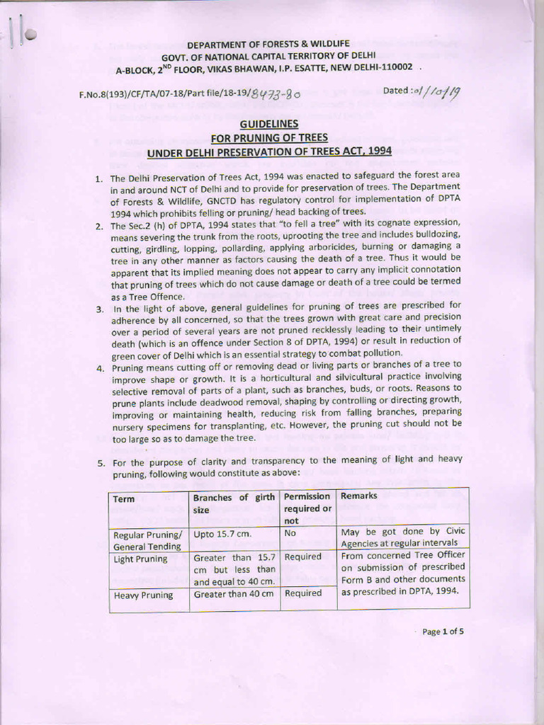 Delhi - Tree Pruning Guidelines | PDF | Pruning | Forestry
