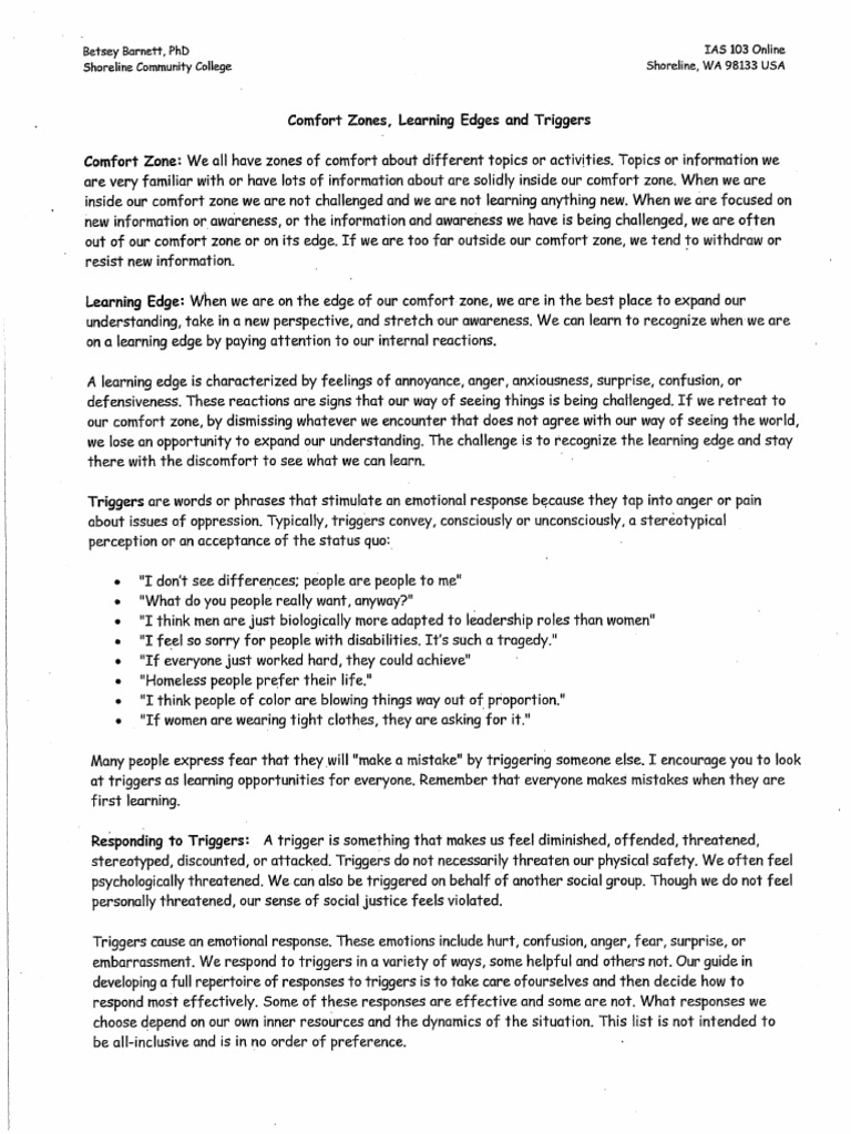 Comfort Learning Triggers 5 | PDF