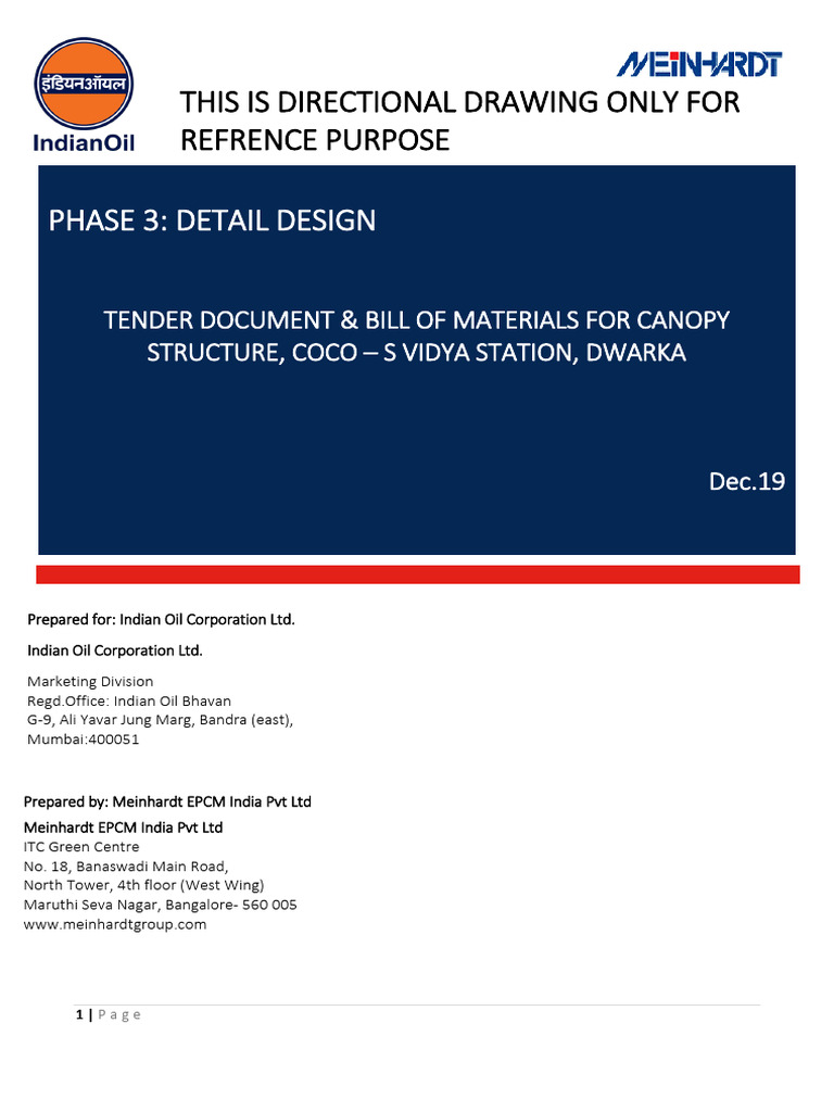 IOCL Canopy Structure Tender Document | PDF