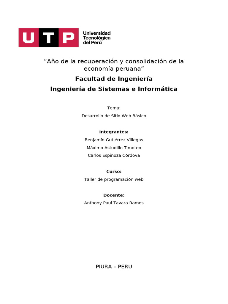 Informe Del Proyecto de Programacion Wed | PDF | HTML | Informática