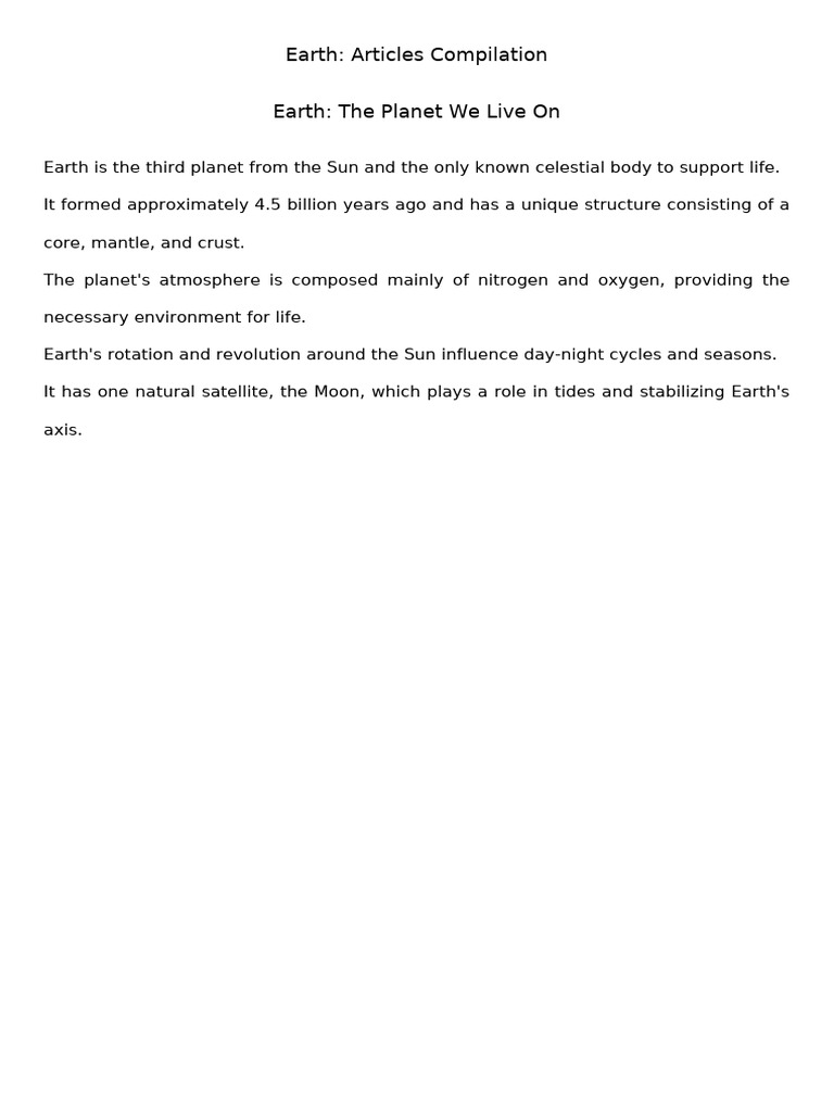 Understanding Earth's Ecosystems and Impact | PDF