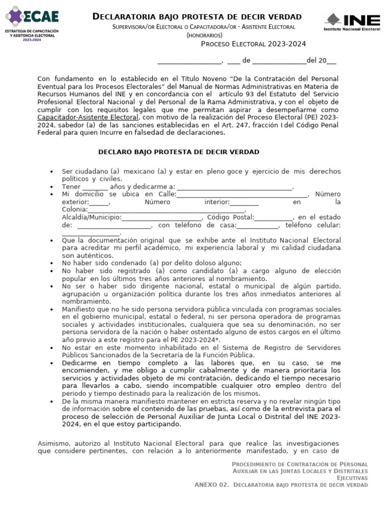 Anexo 2.3 Declaratoria TVD 2023-2024 | PDF | México | Gobierno