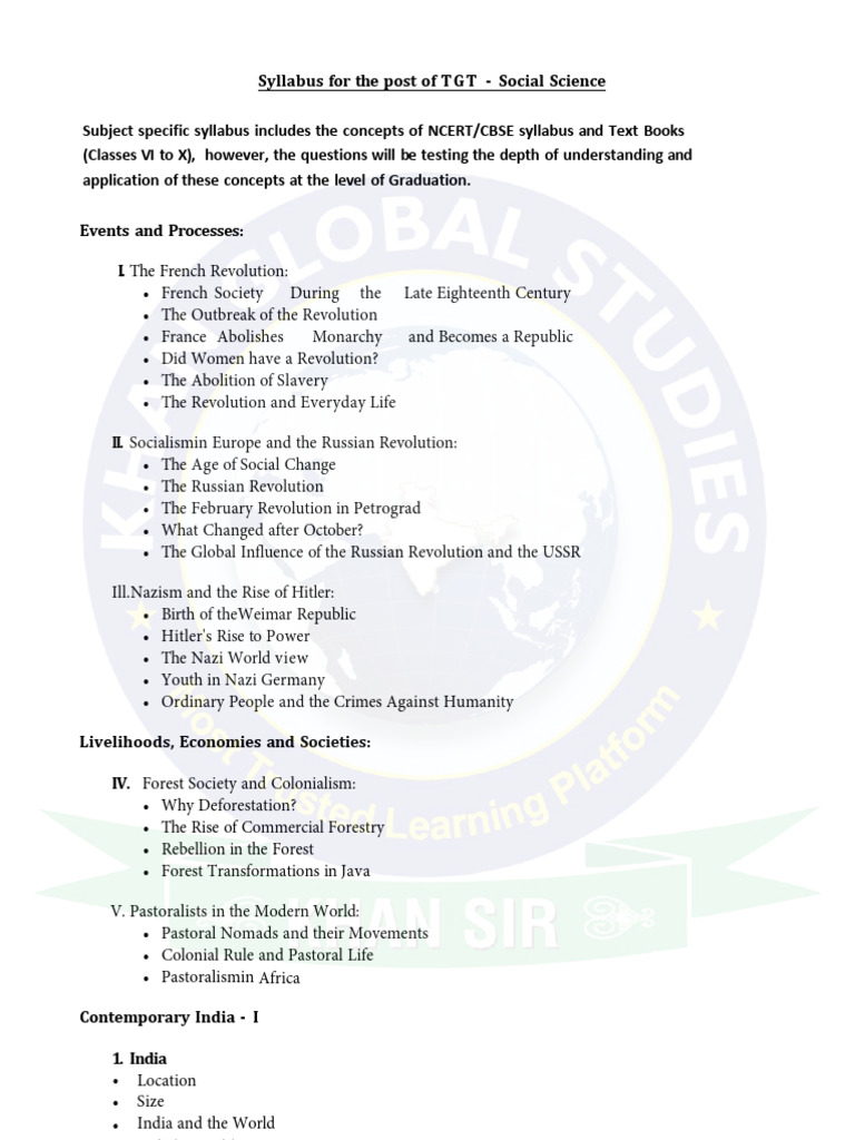 TGT Social Science Syllabus Overview | PDF | Agriculture | Food Security