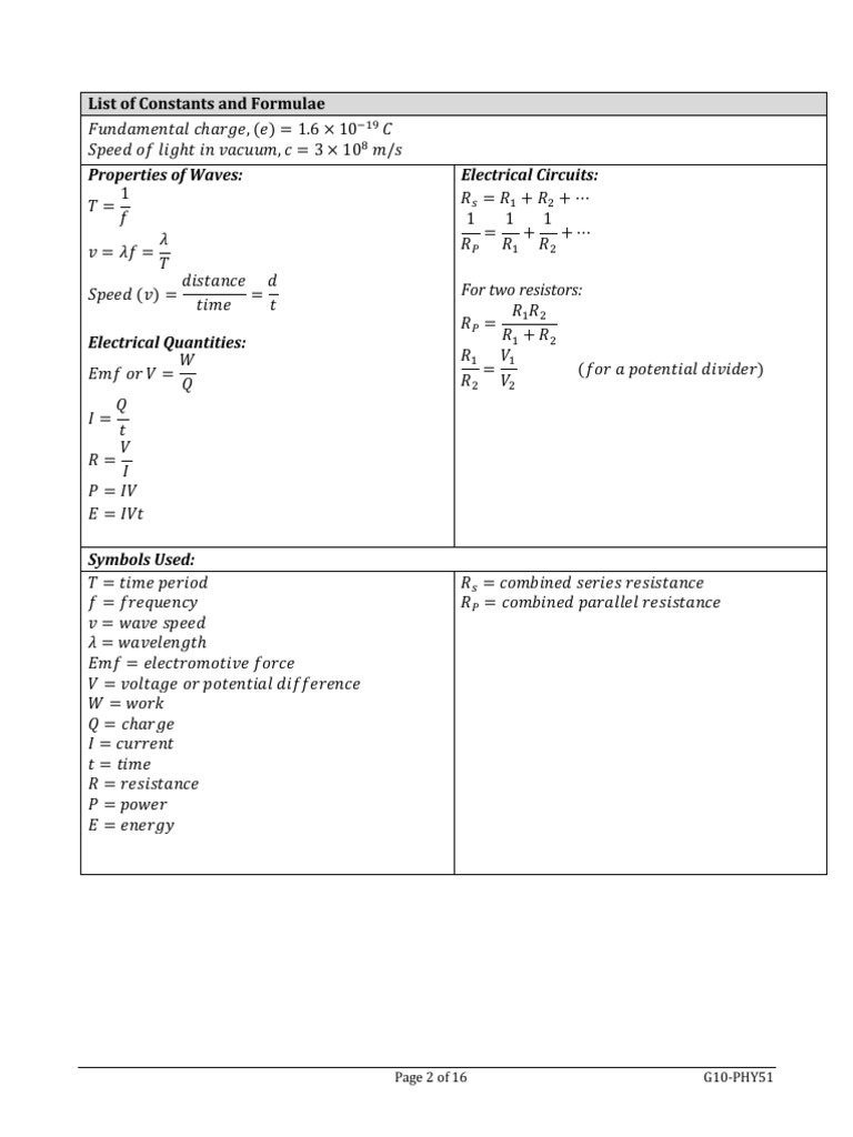 10 ADV EoT1 Revision Practice Questions | PDF | Electromagnetic Radiation | Voltage