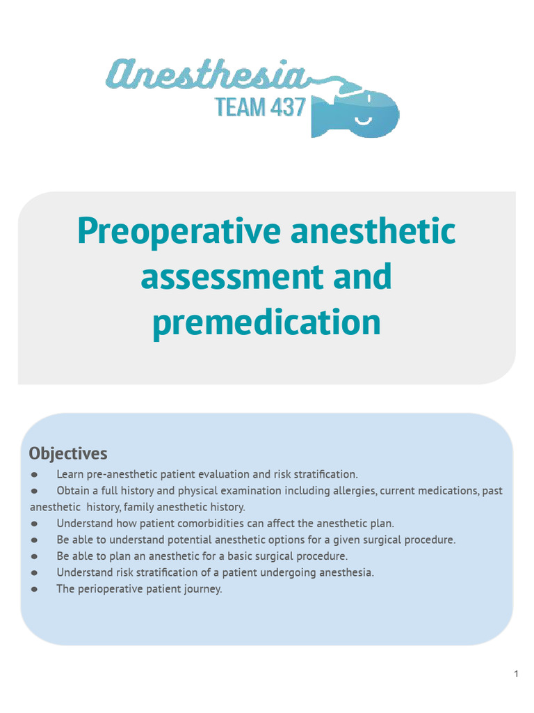 Preoperative Anesthetic Assessment Guide | PDF | Anesthesia | Surgery