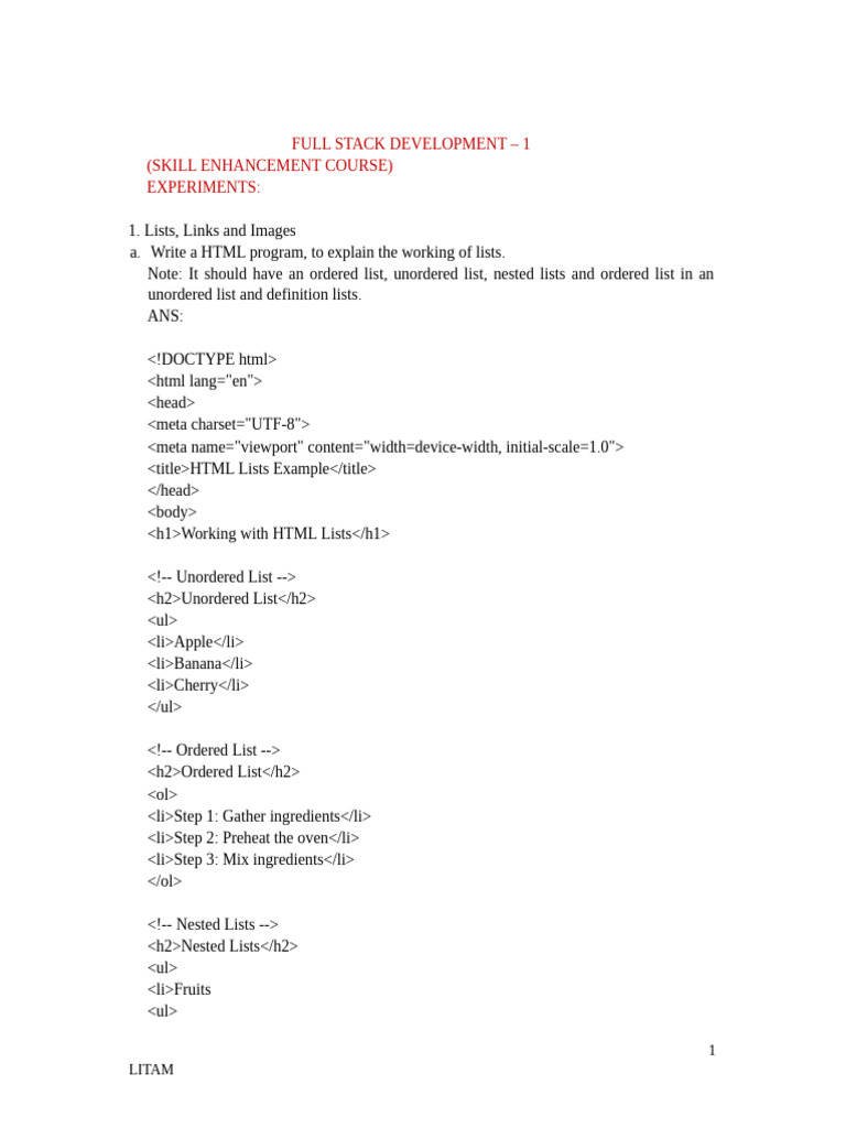 FSD-1 LAB | PDF | Hyperlink | Html Element