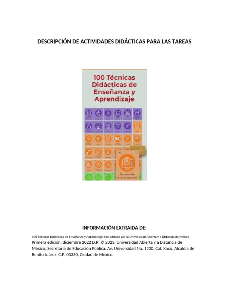 Tecnicas Didã Cticas de Enseã Anza y Aprendizaje | PDF | Infografia | Cognición