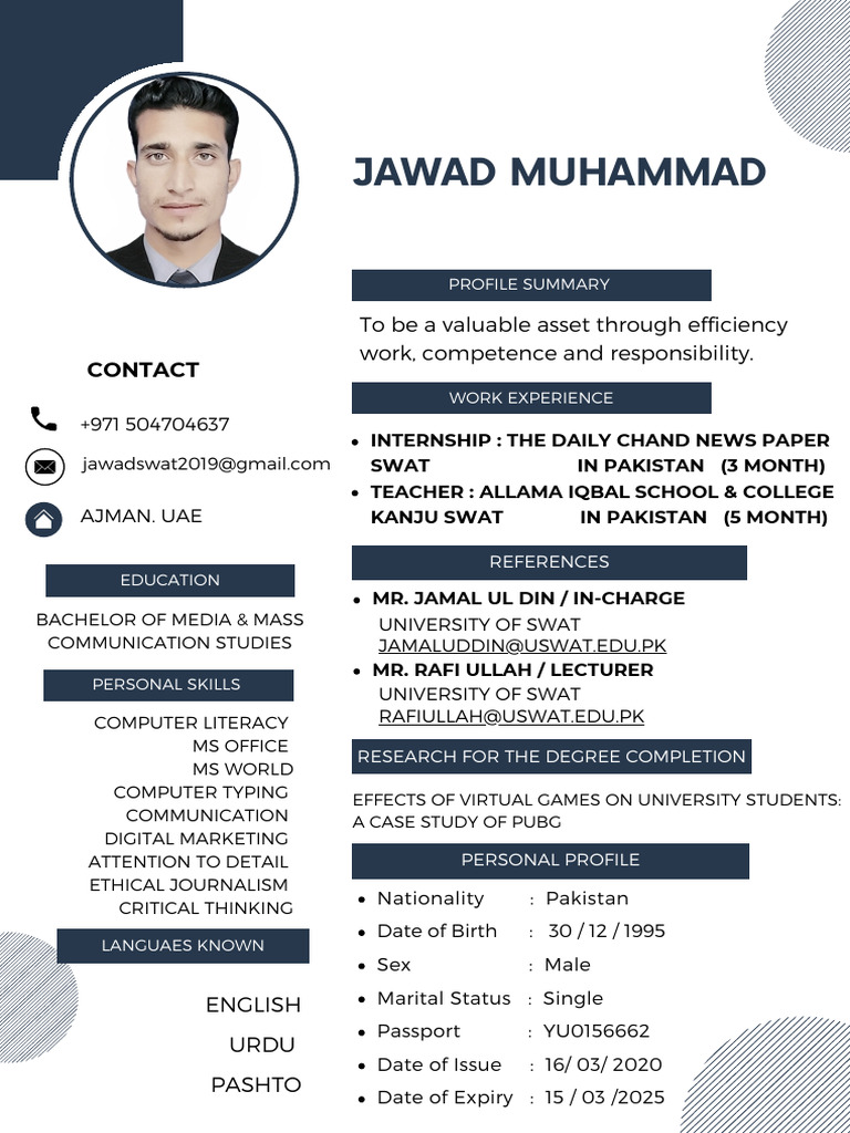 Jawad Muhammad CV | PDF