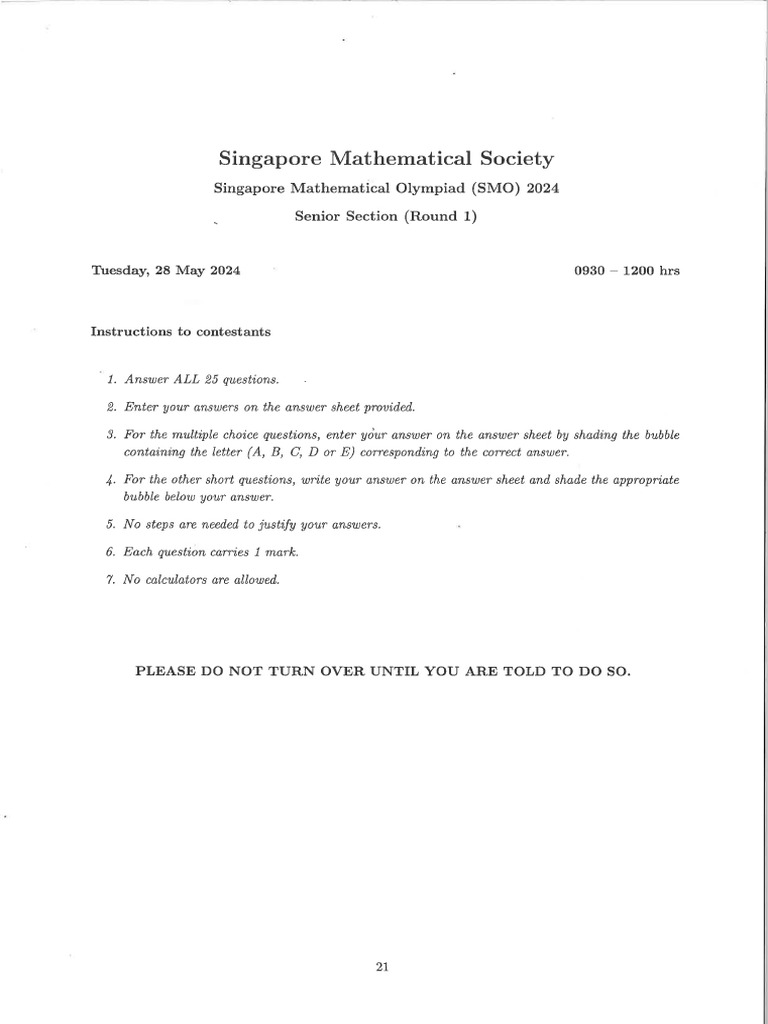 Open SMO Senior 2024 (Question Paper) PDF | PDF