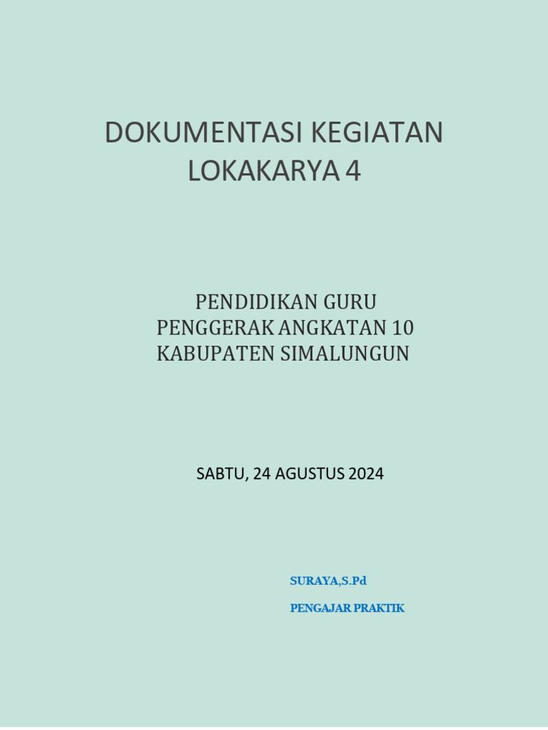 Dokumentasi Lokakarya 4 Pengajar Praktik Suraya | PDF
