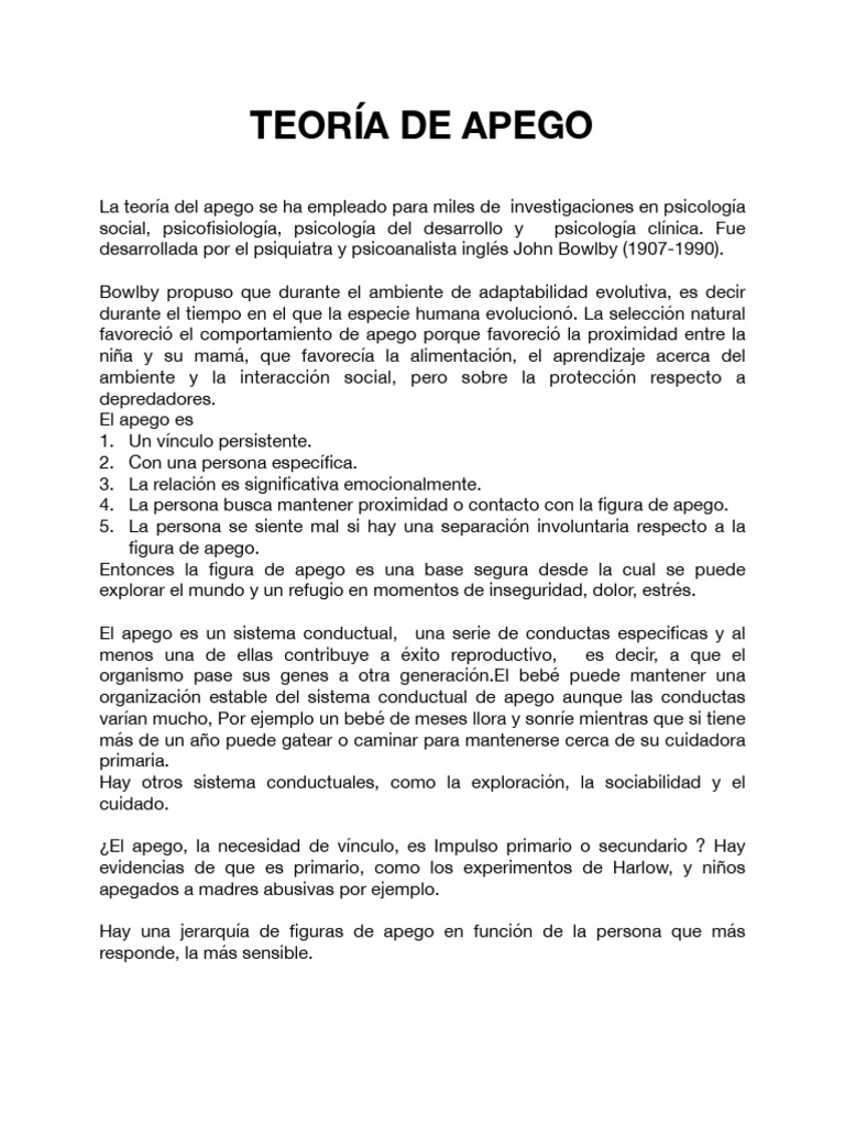Teoría Del Apego | PDF
