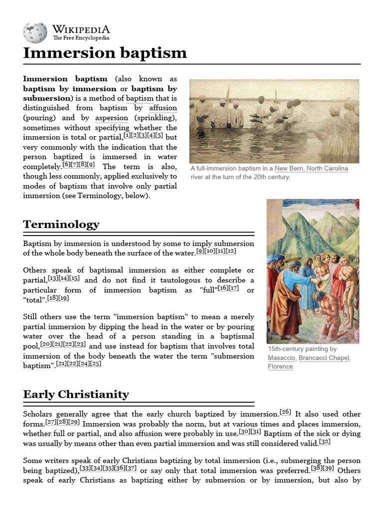 Immersion Baptism - Wikipedia | PDF