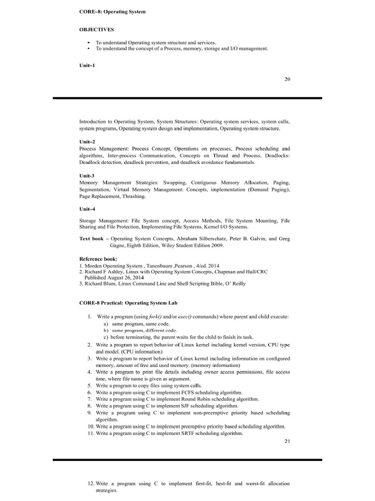 CORE-8 Operating System (Syllabus) | PDF