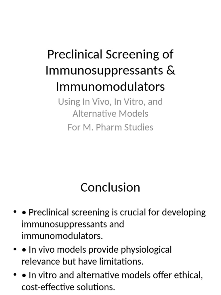 Preclinical Screening Immuno | PDF