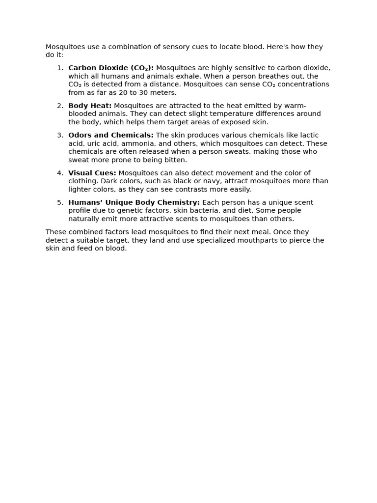 Mosquitoes Use A Combination of Sensory Cues To Locate Blood | PDF