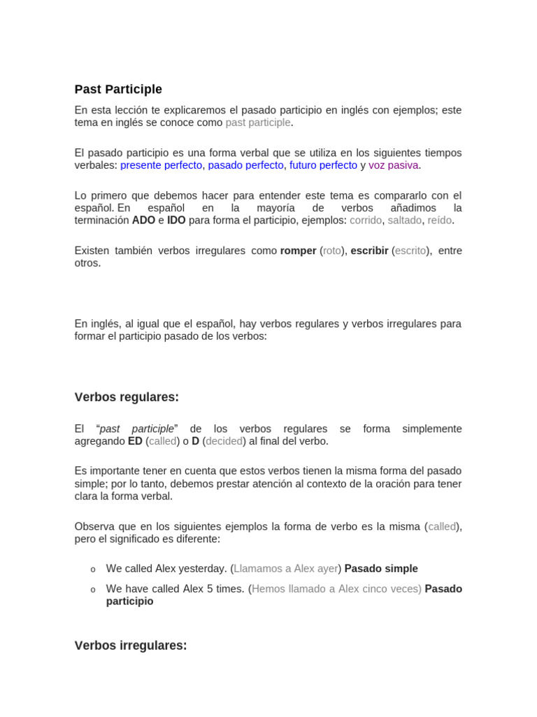 Past Participle | PDF
