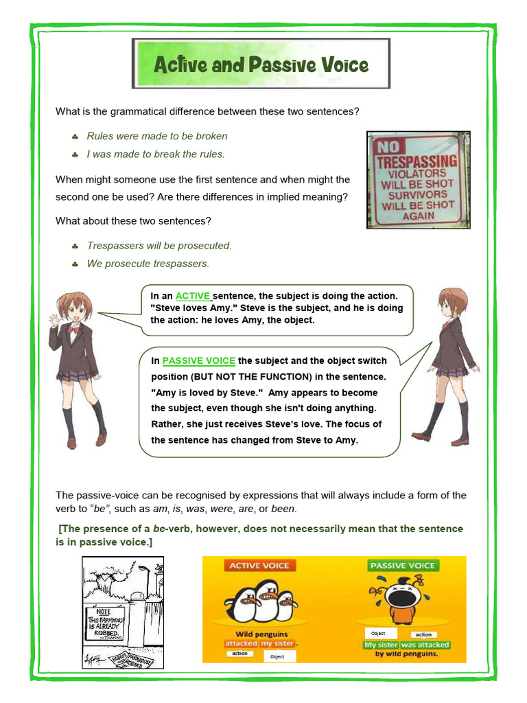 Active vs Passive Voice Explained | PDF | Linguistics | Language Mechanics
