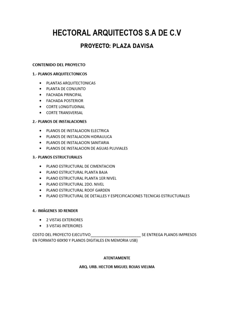 CONTENIDO DE PROYECTO ARQ | PDF